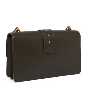Pinko Logo Plaque Chain Linked Crossbody Bag - Black