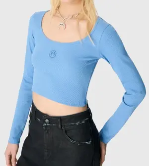 MARINE SERRE Embroidered Moon Logo Ribbed Top