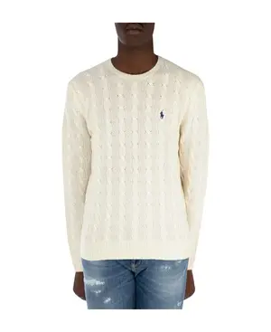 Polo Ralph Lauren Pony Embroidered Cable-knit Jumper - White
