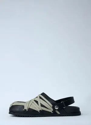 Rick Owens Granola Lace-up Leather Clogs - Black