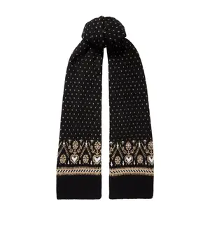 Khaite Lucerne Fair Isle Cashmere Scarf - Black