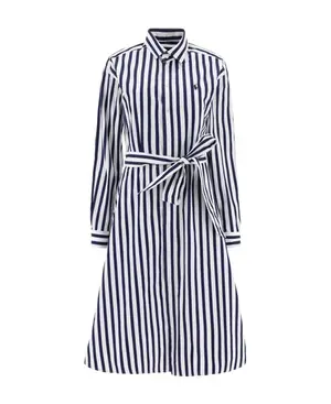 Polo Ralph Lauren Striped Belted Shirt Dress - White