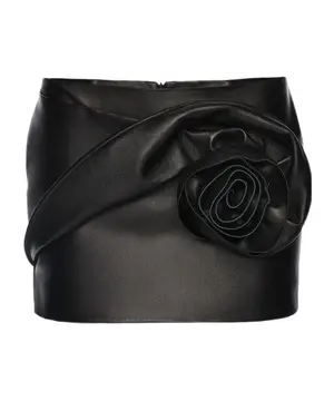Magda Butrym Draped Rose Mini Skirt - Black