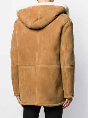 Saint Laurent Fur Lined Hooded Zip Coat