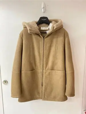 Saint Laurent Fur Lined Hooded Zip Coat