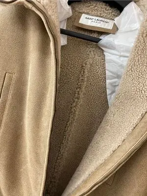 Saint Laurent Fur Lined Hooded Zip Coat