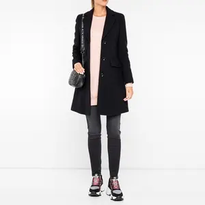 Emporio Armani Wool Lapel Coat - Black