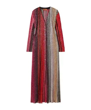 Missoni Sequin-embellished Striped Metallic Crochet-knit Cardigan - Red