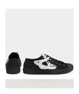 VIVIENNE WESTWOOD Low Top Lace Up Sneakers With Graphic Print - Black