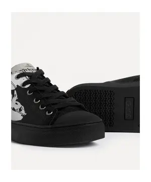 VIVIENNE WESTWOOD Low Top Lace Up Sneakers With Graphic Print - Black