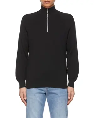 Brunello Cucinelli High Neck Knitted Pullover - Black