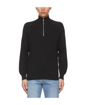 Brunello Cucinelli High Neck Knitted Pullover - Black