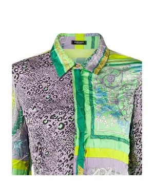 Versace Barocco Patchwork Print Satin Shirt