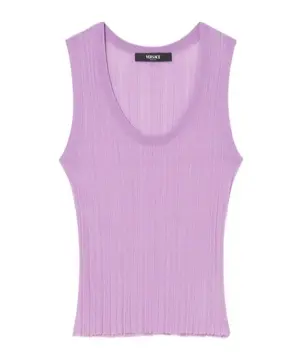 Versace Ribbed Crewneck Sleeveless Top
