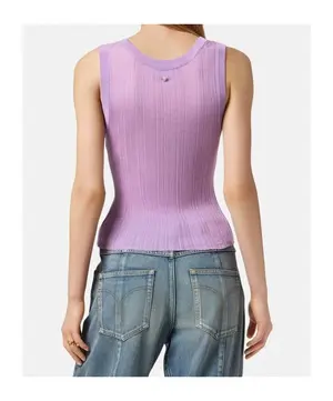 Versace Ribbed Crewneck Sleeveless Top