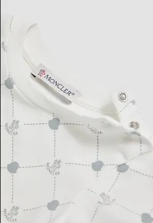 Moncler Logo Print Bodysuit, Shorts, And Bib Set