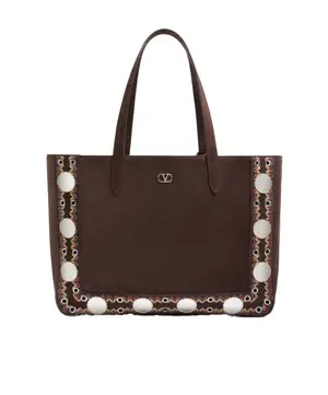 Valentino Garavani Logo Plaque Tote Bag - Black