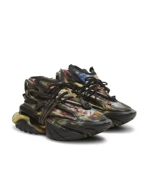 Balmain Printed Neoprene And Leather Unicorn Trainers - Black