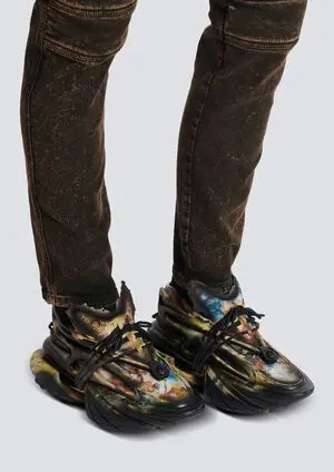 Balmain Printed Neoprene And Leather Unicorn Trainers - Black