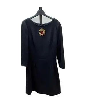 Dolce & Gabbana Logo Embellished Round Neck Dress