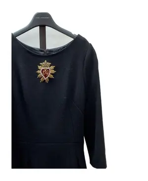 Dolce & Gabbana Logo Embellished Round Neck Dress