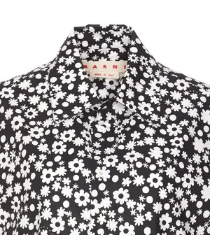 Marni Floral Print Cap Sleeve Shirt