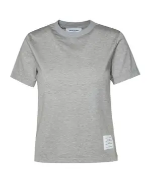 Thom Browne Logo Patch Crewneck T-shirt - Light Gray