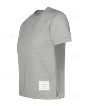 Thom Browne Logo Patch Crewneck T-shirt - Light Gray