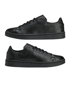 Y3 Stan Smith Lace Up Leather Sneakers - Black