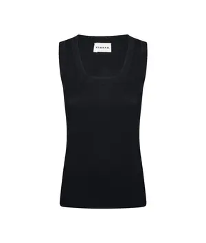 P.a.r.o.s.h Fine-ribbed Scoop Neck Tank Top - Black