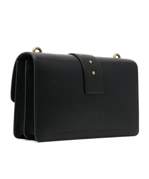 Pinko Logo Plaque Chain Linked Crossbody Bag - Black