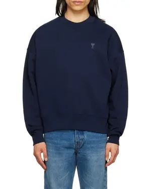 Ami De Coeur Embroidered Crewneck Sweatshirt - Blue