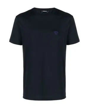 Versace Logo-embroidered Crewneck T-shirt - Black