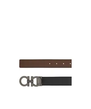 FERRAGAMO Gancini Belt - Black/clay