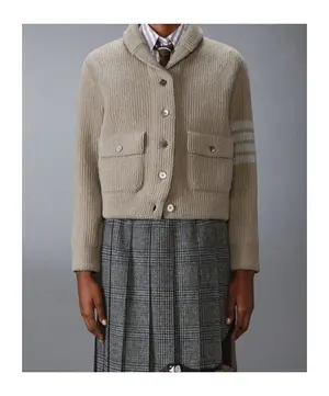 Thom Browne 4-bar Stripes Ribbed Bomber Jacket