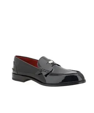 CHRISTIAN LOUBOUTIN Embellished Plaque Round-toe Loafers