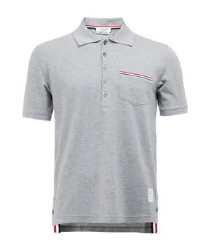 Thom Browne Rwb Pocket Trim Polo Shirt - Light Gray