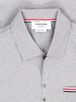 Thom Browne Rwb Pocket Trim Polo Shirt - Light Gray
