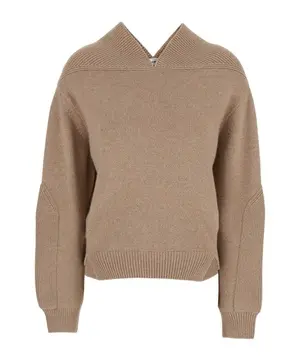 Victoria Beckham Long Sleeve V-neck Jumper - Beige