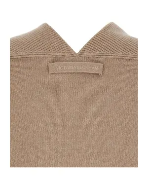 Victoria Beckham Long Sleeve V-neck Jumper - Beige