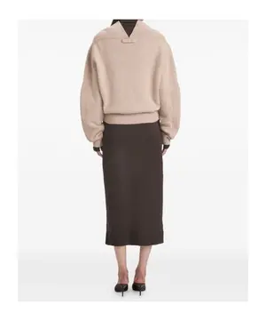 Victoria Beckham Long Sleeve V-neck Jumper - Beige