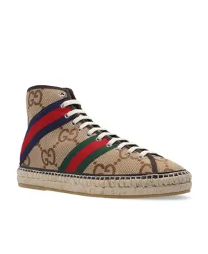 Gucci Jumbo Gg Lace-up High-top Espadrille Sneakers