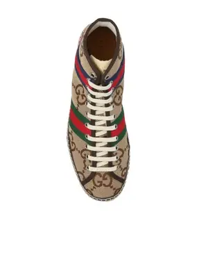 Gucci Jumbo Gg Lace-up High-top Espadrille Sneakers
