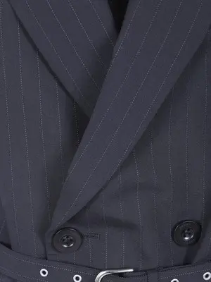 Sacai Double-breasted Striped Belted Jacket