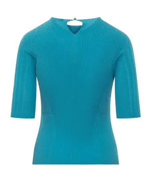 LANVIN Round Neck Ribbed Knit Sweater With Back Detail
