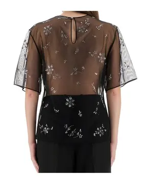 Rabanne Embellished Floral Sheer Top