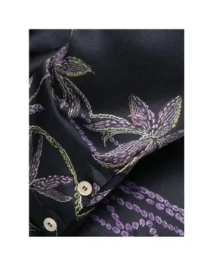 FORTE_FORTE Embroidered Lapel Collar Button-up Top