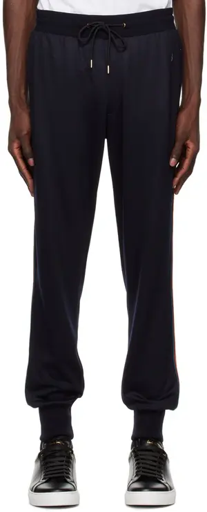 Paul Smith Stripe Detailed Drawstring Jogging Pants - Black