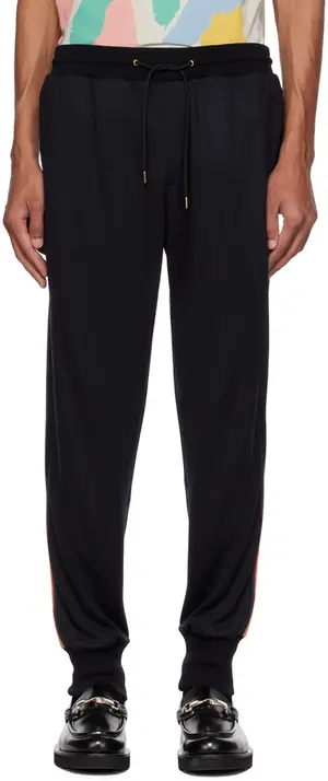 Paul Smith Stripe Detailed Drawstring Jogging Pants - Black