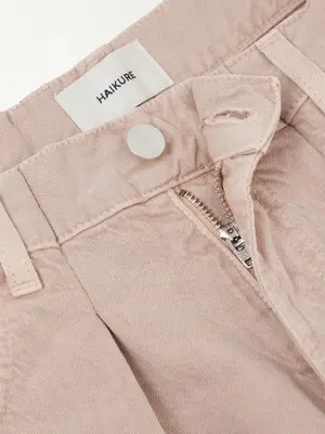 HAIKURE Pleated Mid-rise Wide-leg Jeans - Nude
